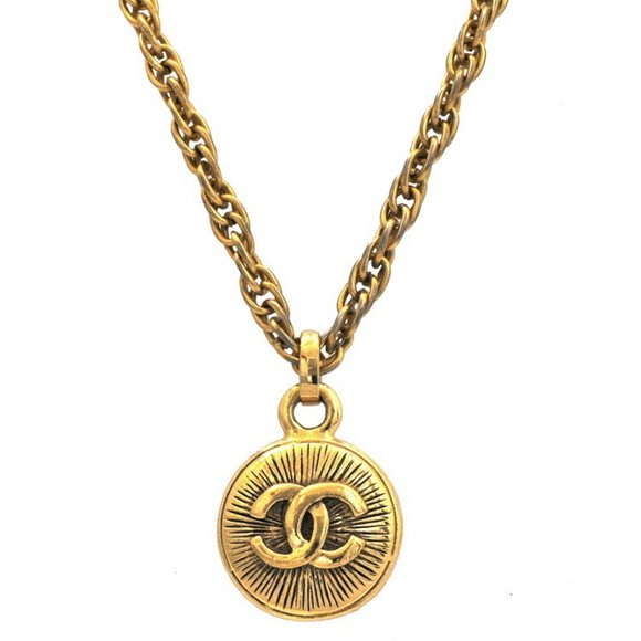 CHANEL | Jewelry | Chanel Gold Coco Mark Necklace A495673 Gp Circle ...